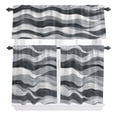 Abstract Stripe Ocean Wave Curtain Tier and Valance Set 3 Piece,Black ...