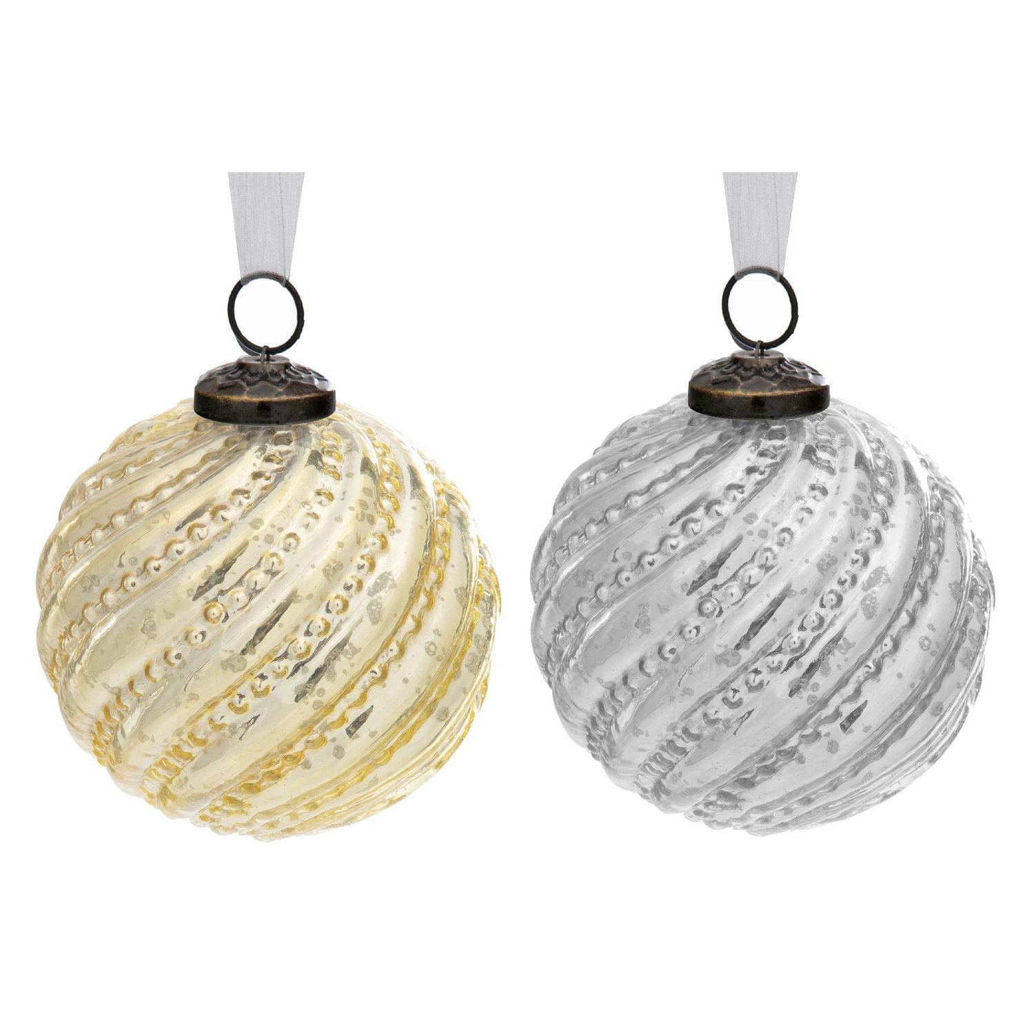 Click here for Ih Casadécor 4 Glass Swirl Ornament (Gold + Silver... prices