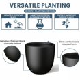 18 in. Large Charcoal Black Concrete Round Planter / Pot with Drainage ...