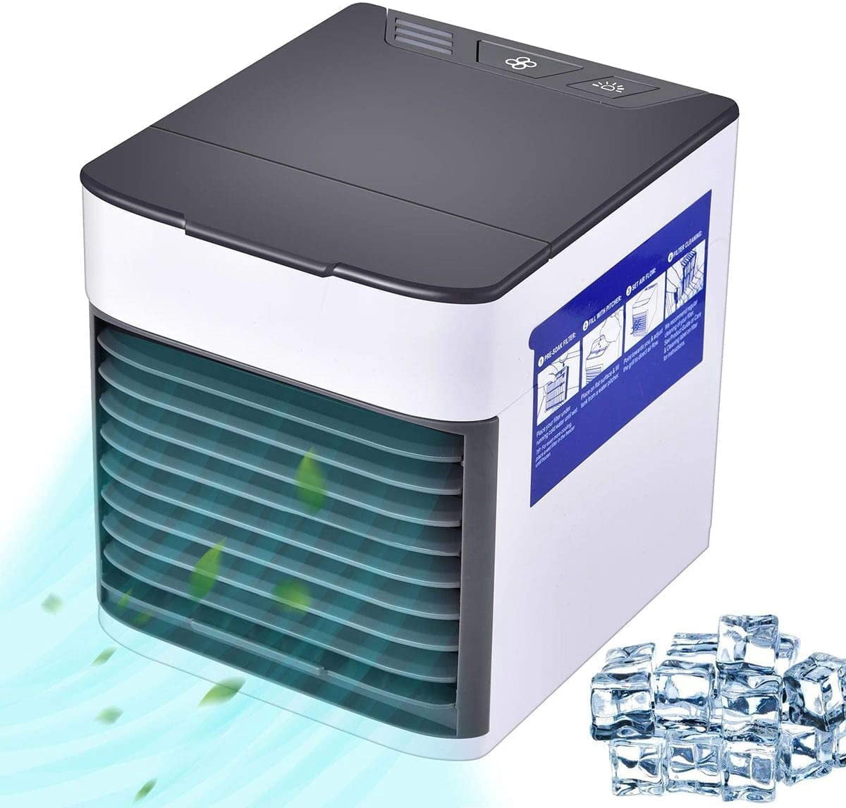 Portable Air Conditioner, Evaporative Cooler Fan with 3 in 1 Functions ...