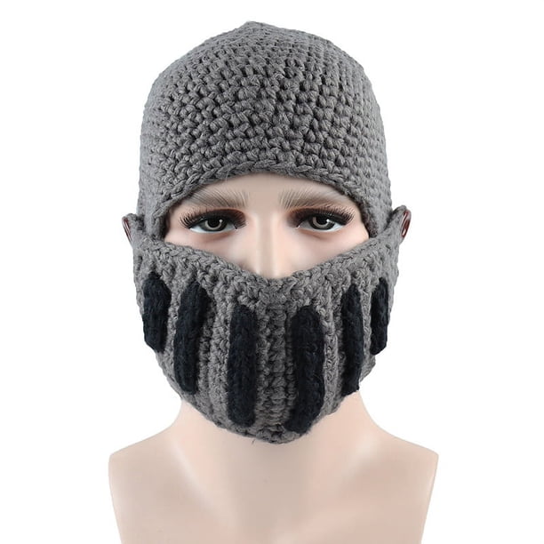 Roman knight knitted hat winter gladiator mask cap handmade knitted men ...