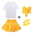 MKOSPLRT 3-13Y Girls Summer Fashion Set 4 Pieces Solid Color Top with ...