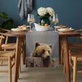 Bear Cotton Linen Table Runner Fog Misty Woods Animal Dining Table ...