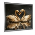 Designart "Wandering Golden Swans at the Pond II" Animals Framed Wall ...