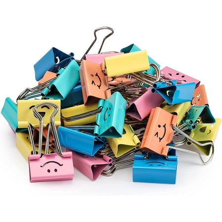 Paper Clips, Medium Metal Binder Clips, Happy Smiling Face Colored ...
