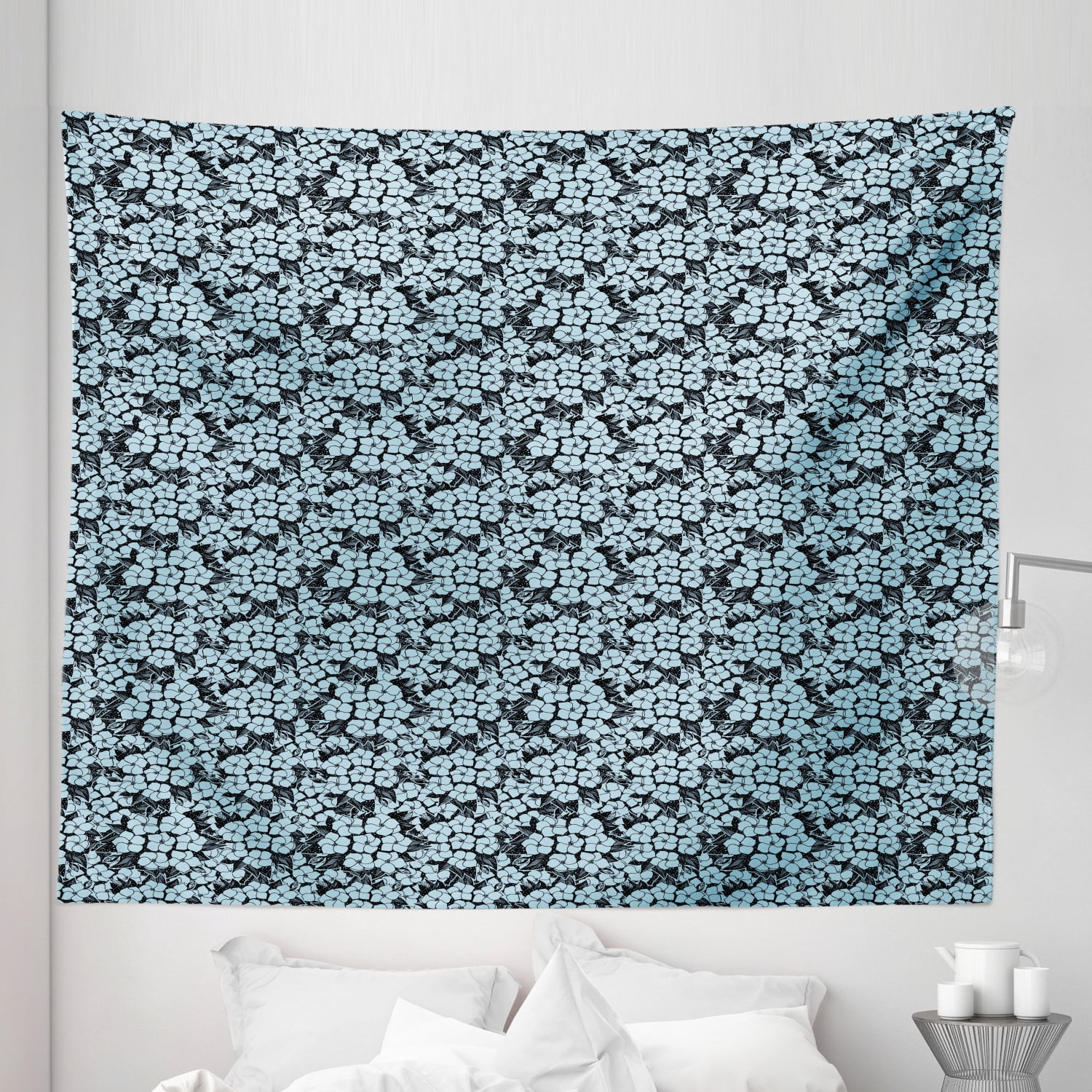 Floral Tapestry, Close up Top View of Hydrangea Flowers Nature Elements ...