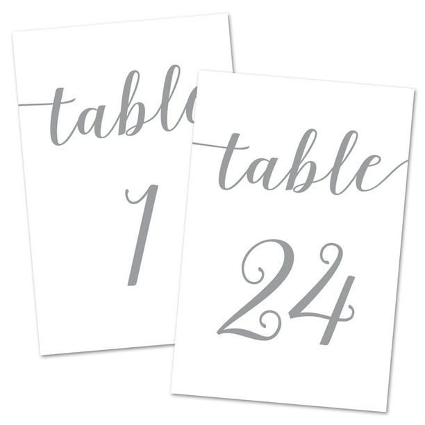 4x6 Table Number Cards 1-24 (Grey) - Walmart.com