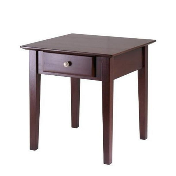 Rochester End Table with one Drawer Shaker- Antique Walnut - Walmart.com