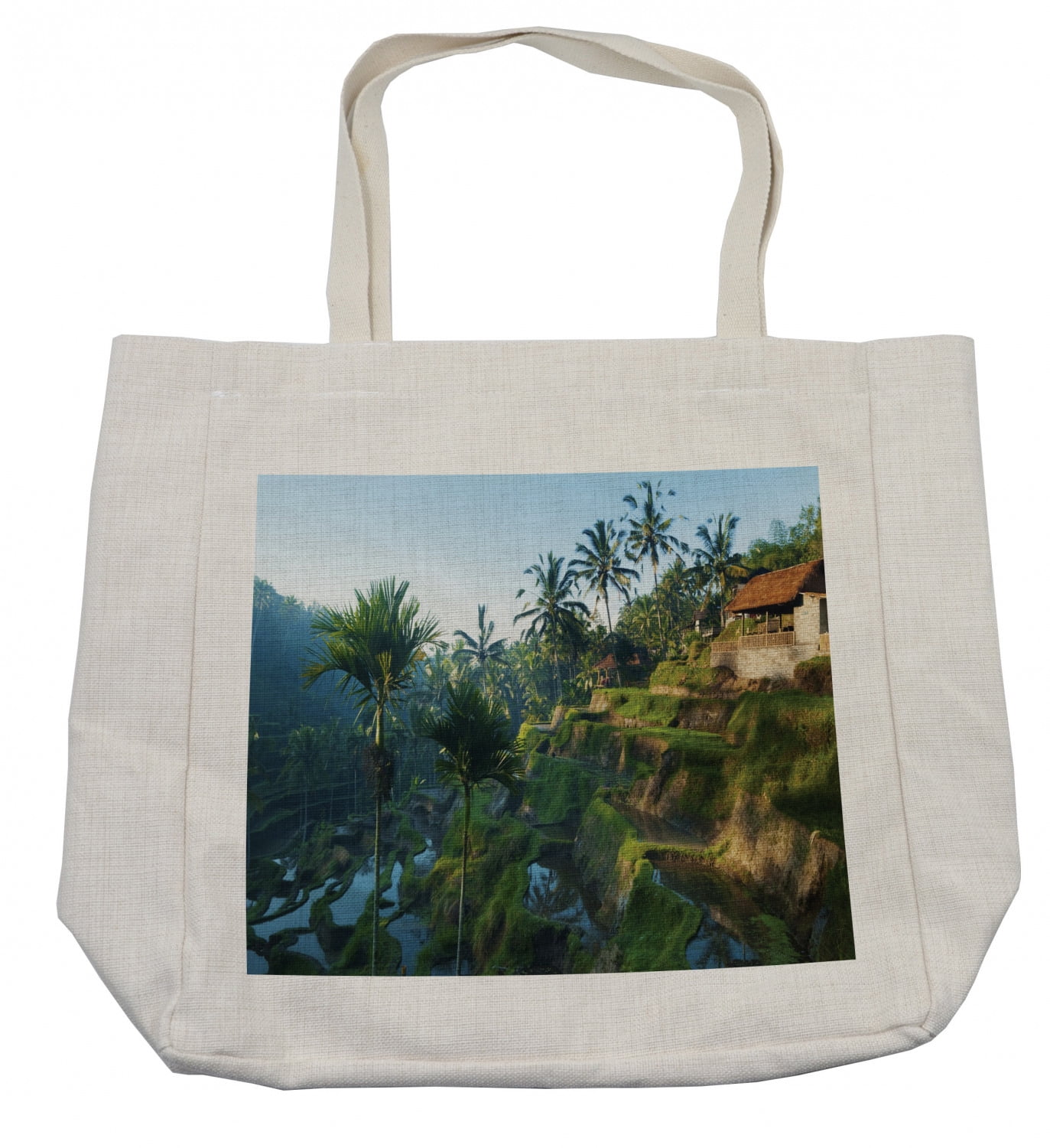 Balinese Shopping Bag, Terrace Rice Fields Palm Trees Traditional ...