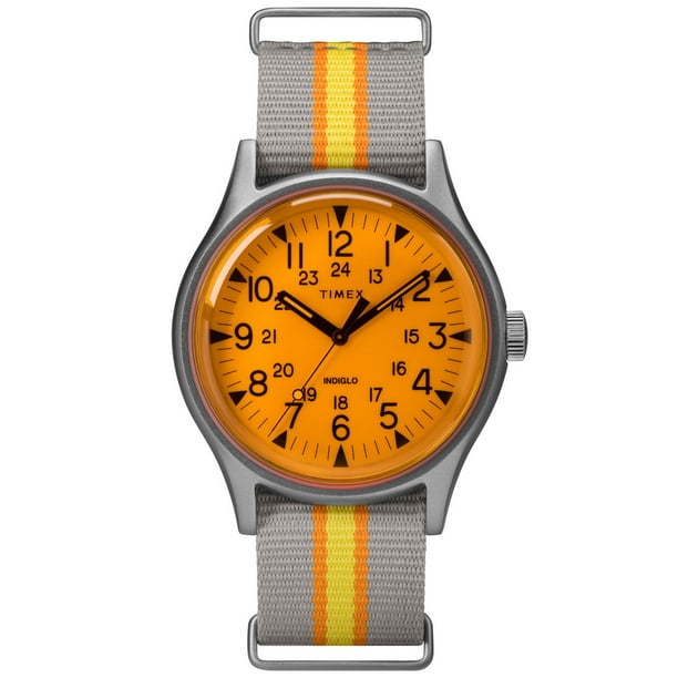 Timex MK1 Aluminum California Orange Dial Canvas Strap Men's Watch ...