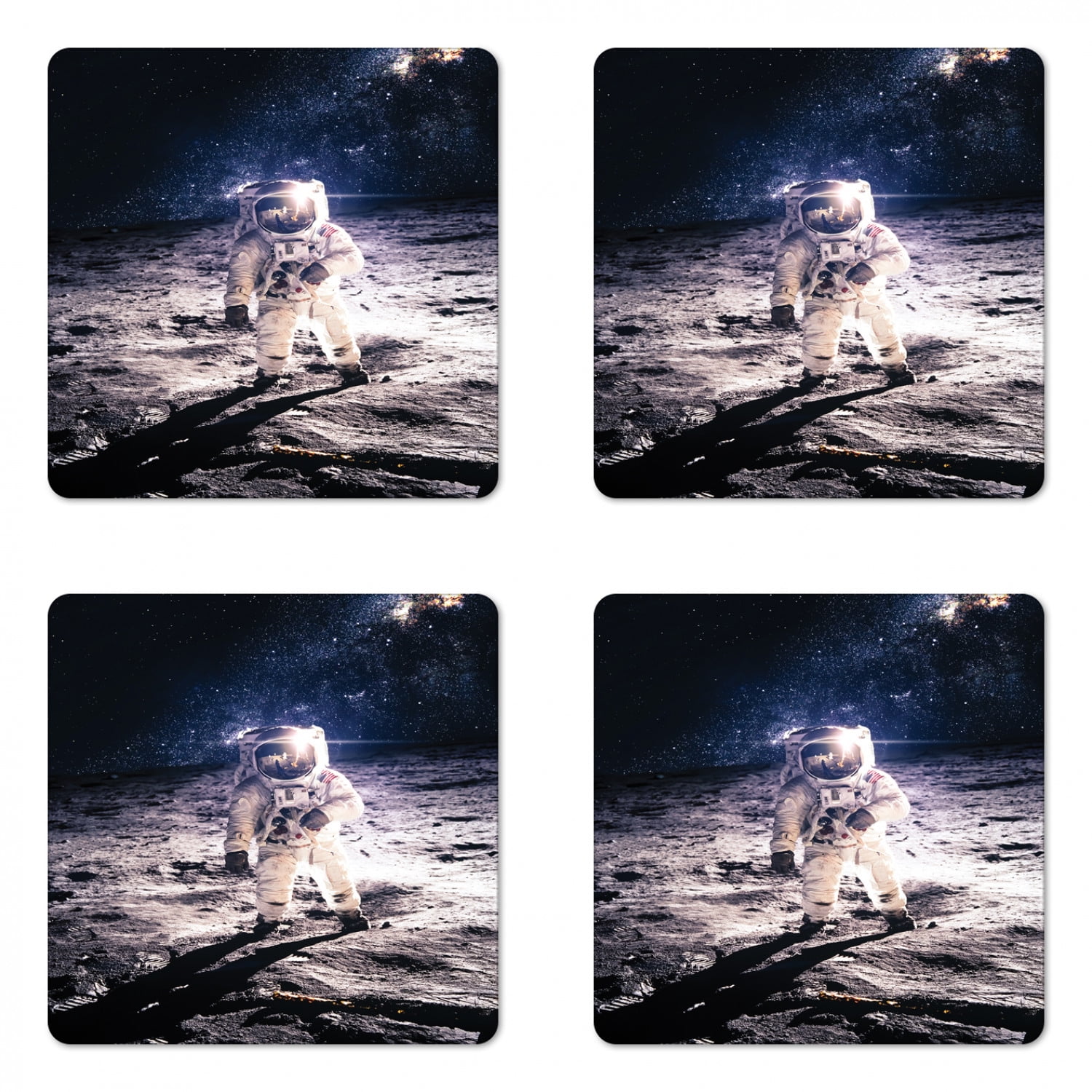 Space Coaster Set of 4, Spaceman on Moon Surface Orbit Science ...
