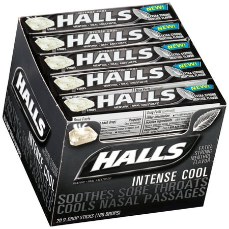 Halls Cough Drops, Extra Strong, Menthol, 9 Ct (Box of 20) - Walmart.com