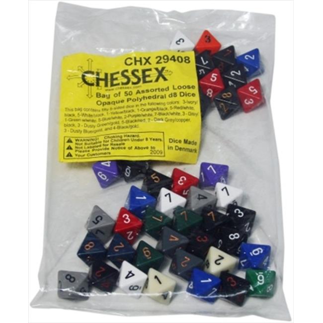 Chessex Manufacturing 29408 Opaque D8 Poly Assorted Bagged Dice, Bag ...