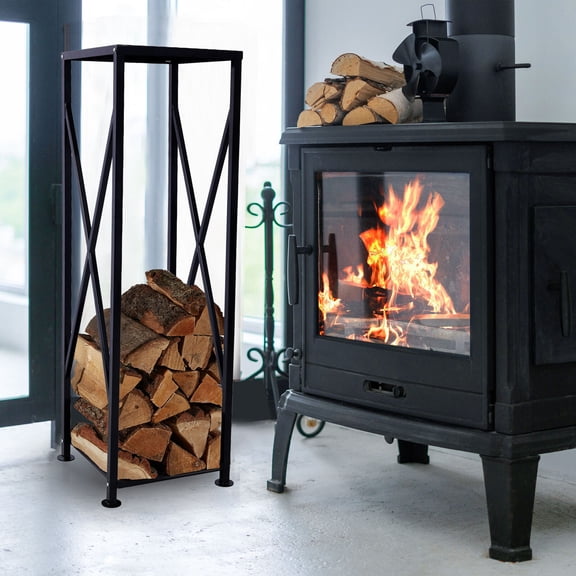 vidaXL Firewood Rack Storage Fire Log Stand Stacker Holder Matt Black ...