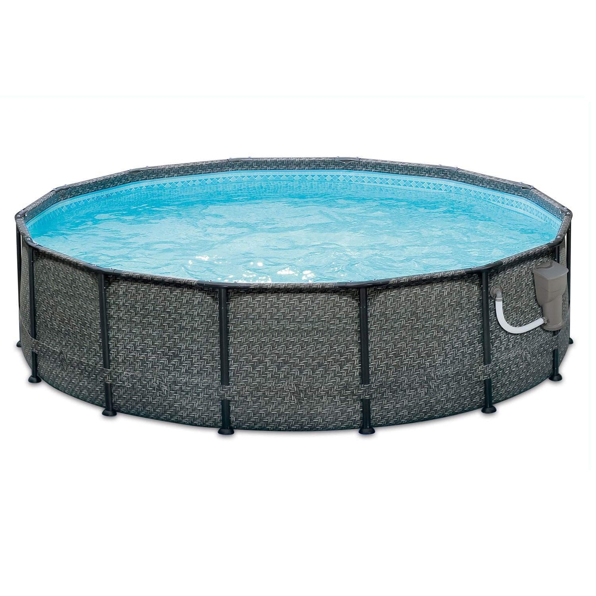 Summer Waves 14ft x 48in Round Frame Above Ground Swimming Pool Set ...