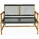 Gymax Wooden Rope Bench Loveseat Patio Garden Outdoor w/ Armrest ...