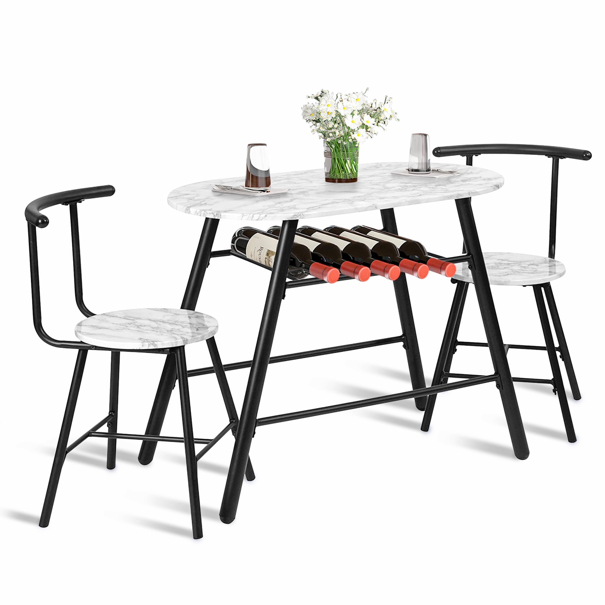 Clearance!!! Seizeen 3 Pieces Dining Set Table for 2, Marble Breakfast ...