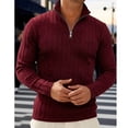 Antinious Men Solid Collar Business Half Zip Texture Pullover Long ...