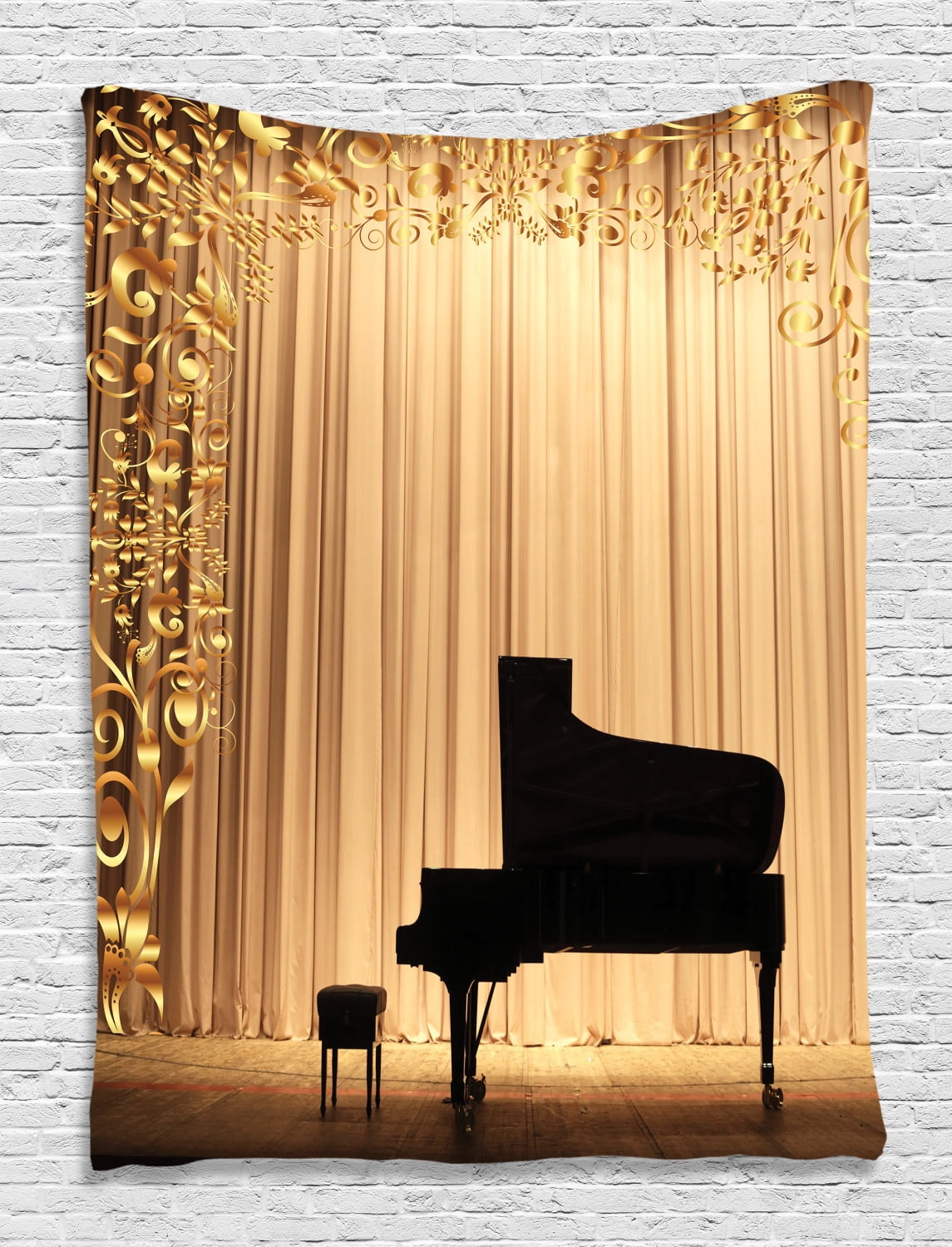 Theatre Stage Drapes Piano Tapestry Wall Hanging for Living Room ...