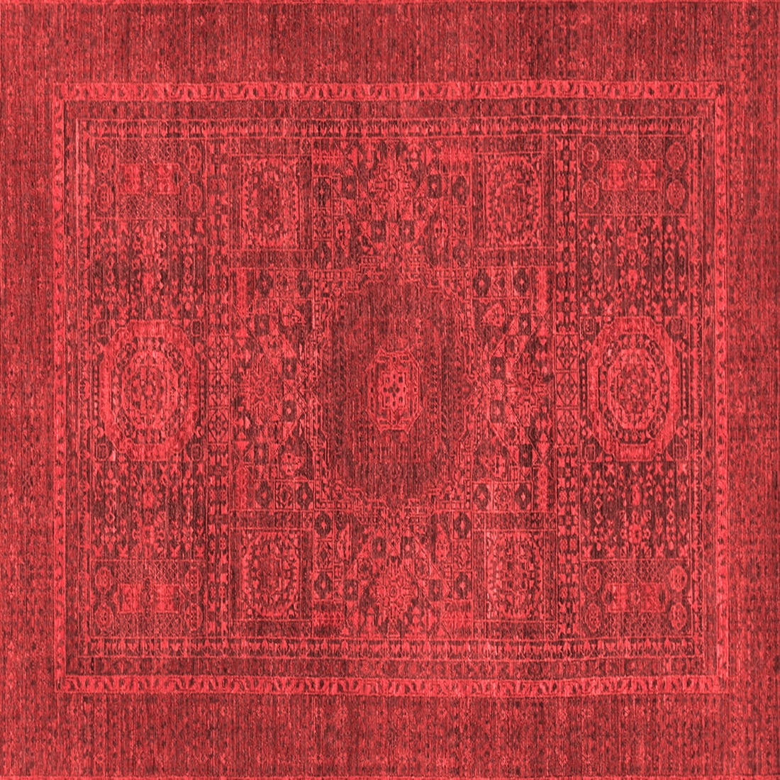Ahgly Company Indoor Square Abstract Red Modern Area Rugs, 7' Square ...