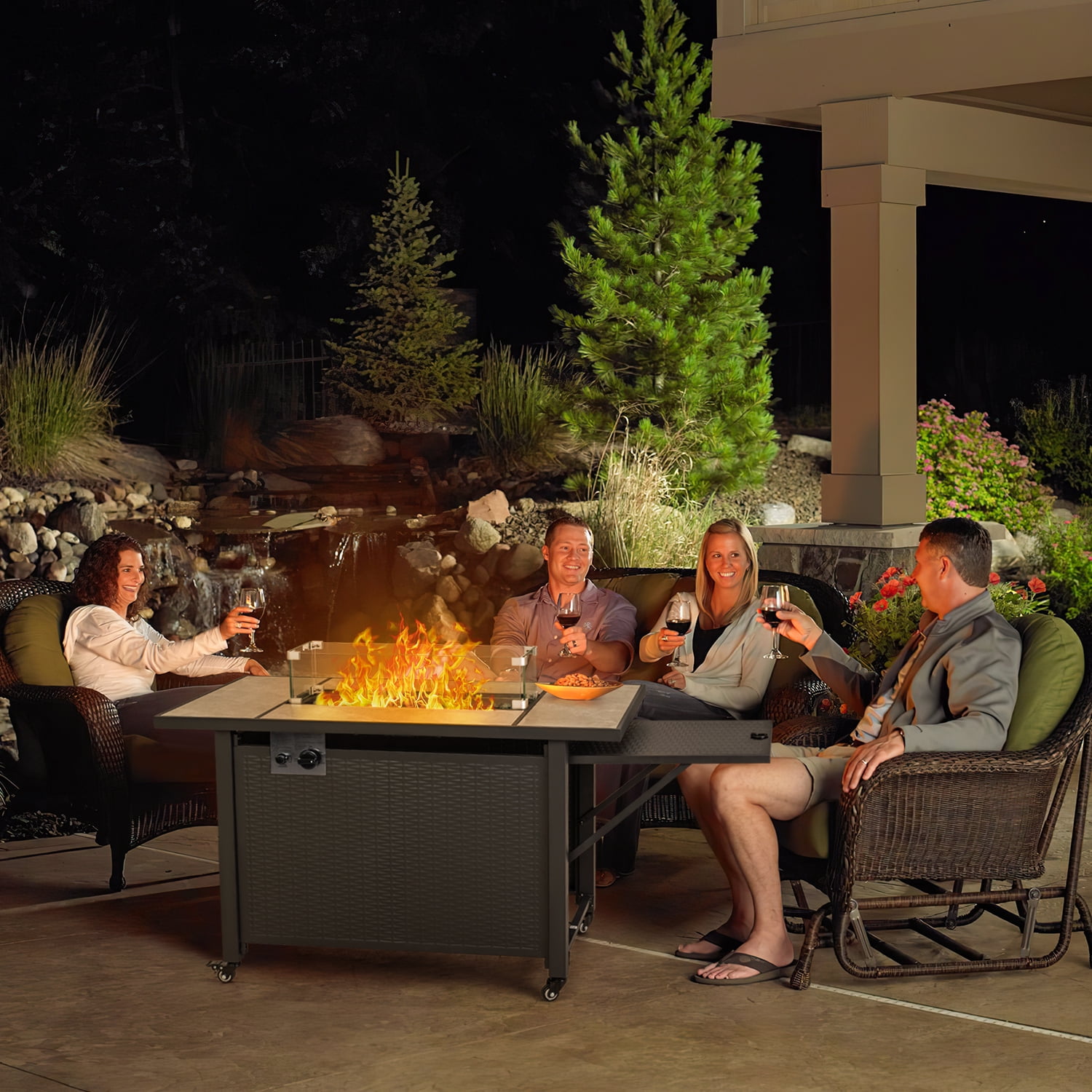 Homall 50,000 BTU Steel Propane Outdoor Fire Pit Table with Ceramic ...