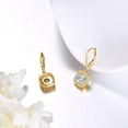 14K Gold Birthstone Earrings Solid Gold AAAAA Cubic Zirconia Square ...