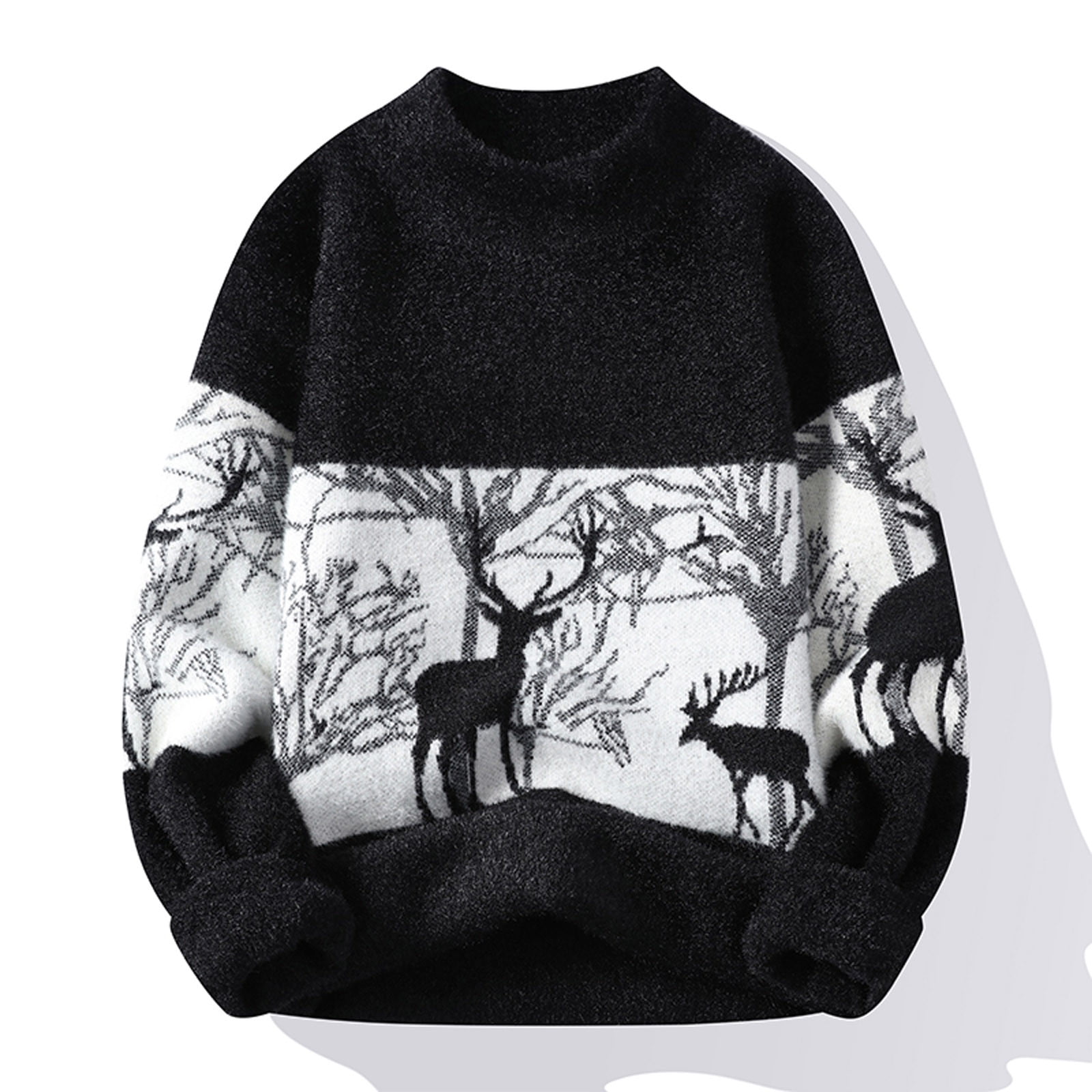 Click here for Jsaierl Mens Sweater Knit Crew Neck Print Reindeer... prices