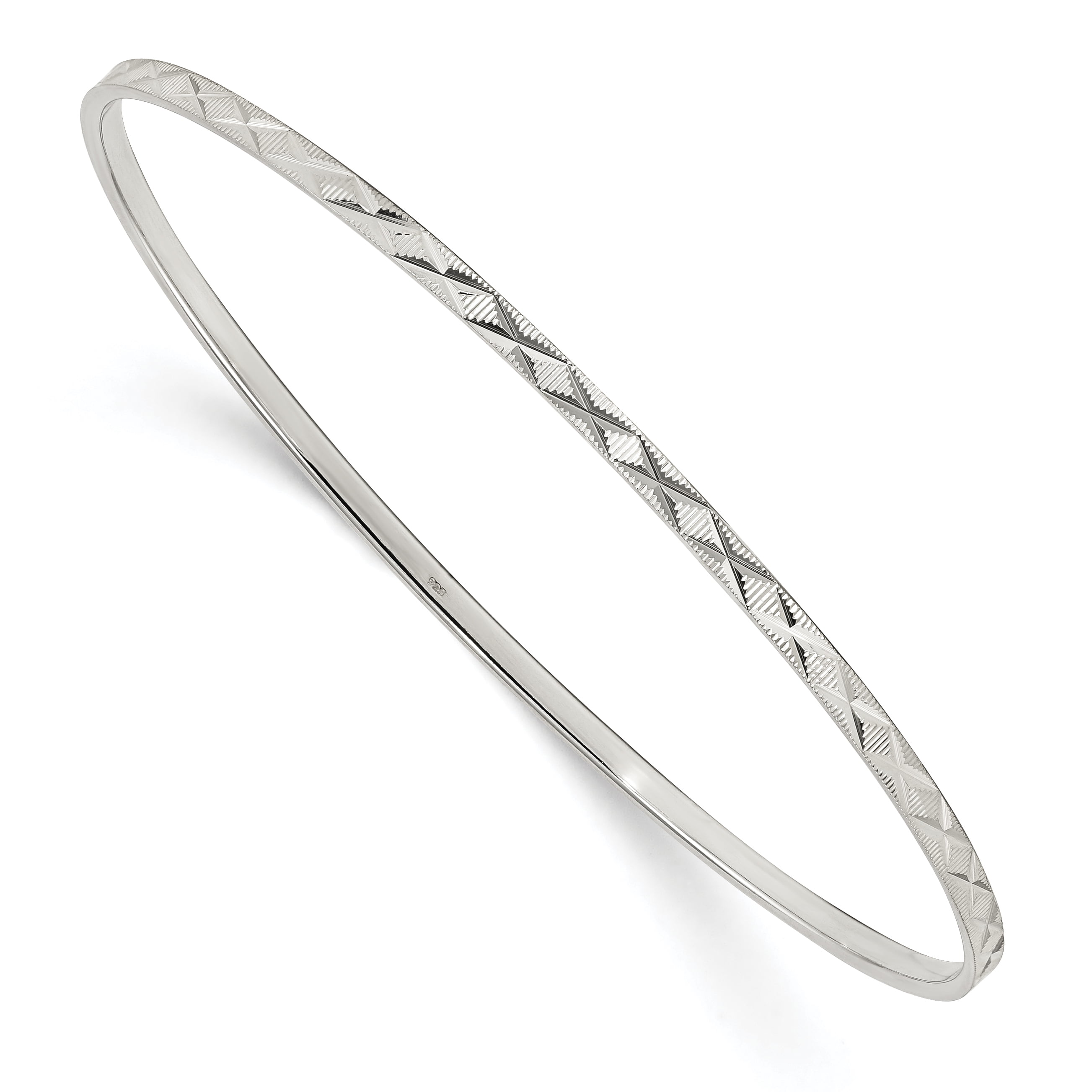 Sterling Silver Diamond Cut Slip-on Bangle (Weight: 5.1 Grams, Length ...