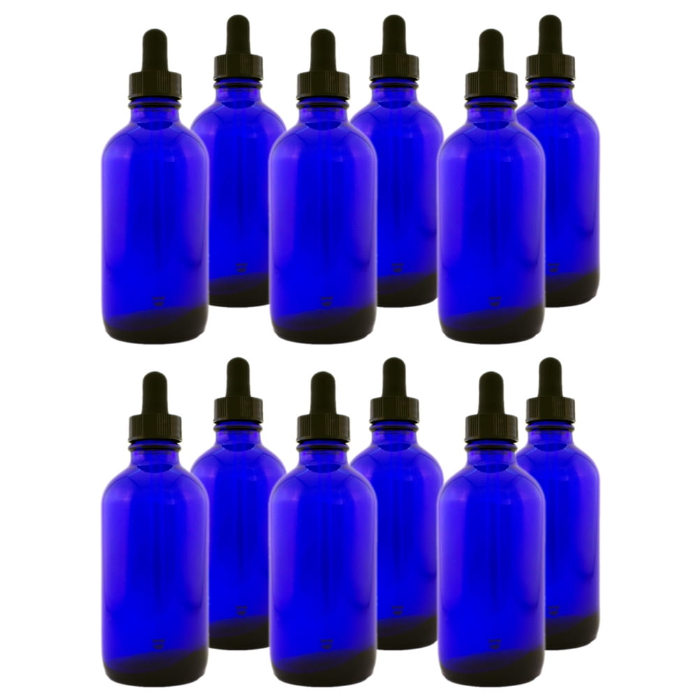 Cobalt Blue Glass Bottle 4 Fl Oz W Glass Dropper Pack Of 12