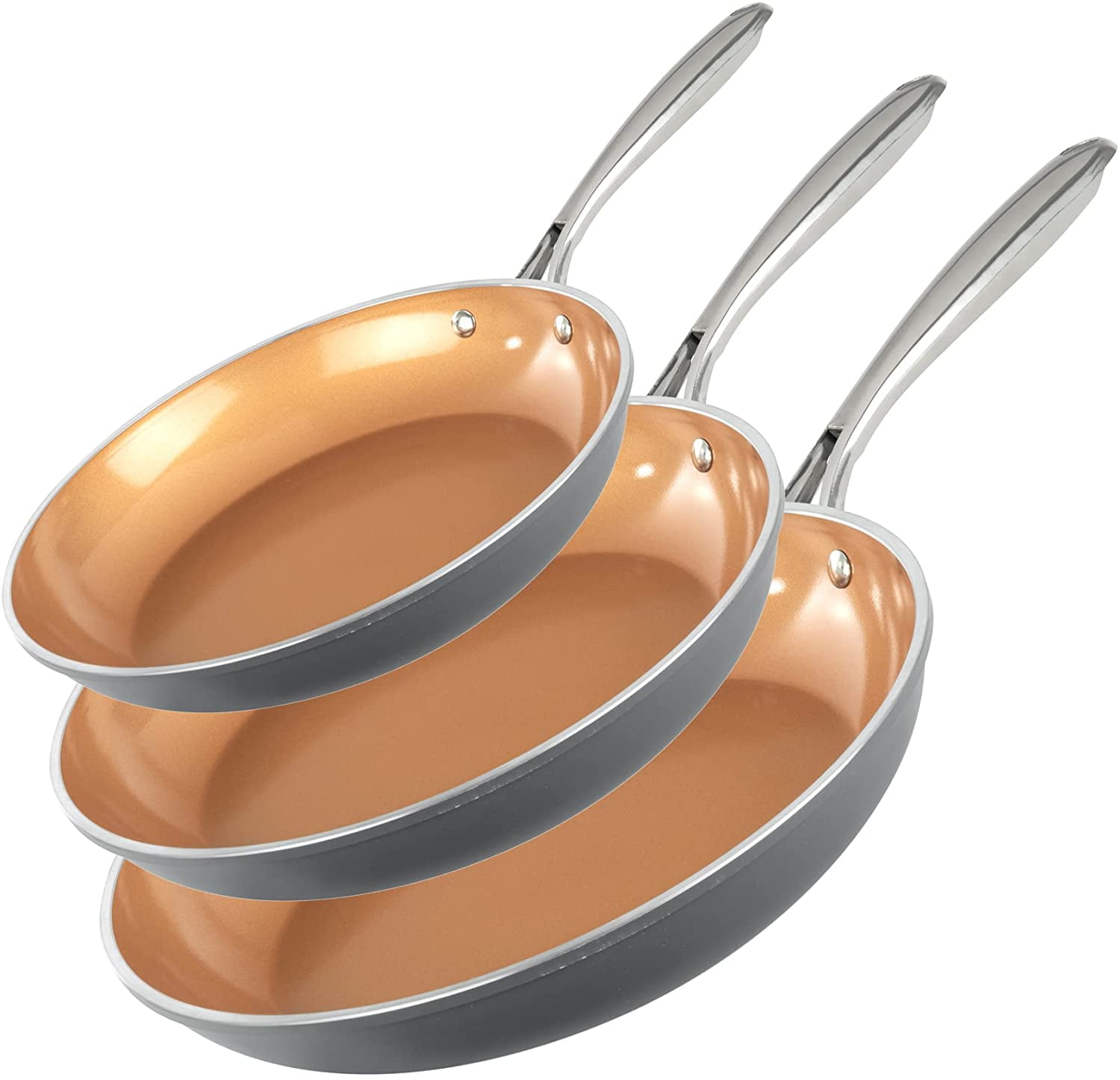 Gotham Steel Diamond 3-Piece Frying Pan Set, Nonstick Cookware ...