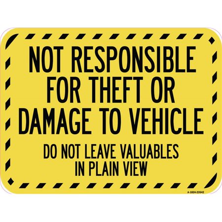 SignMission A-1824-23542 18 x 24 in. Aluminum Sign - Not Responsible ...