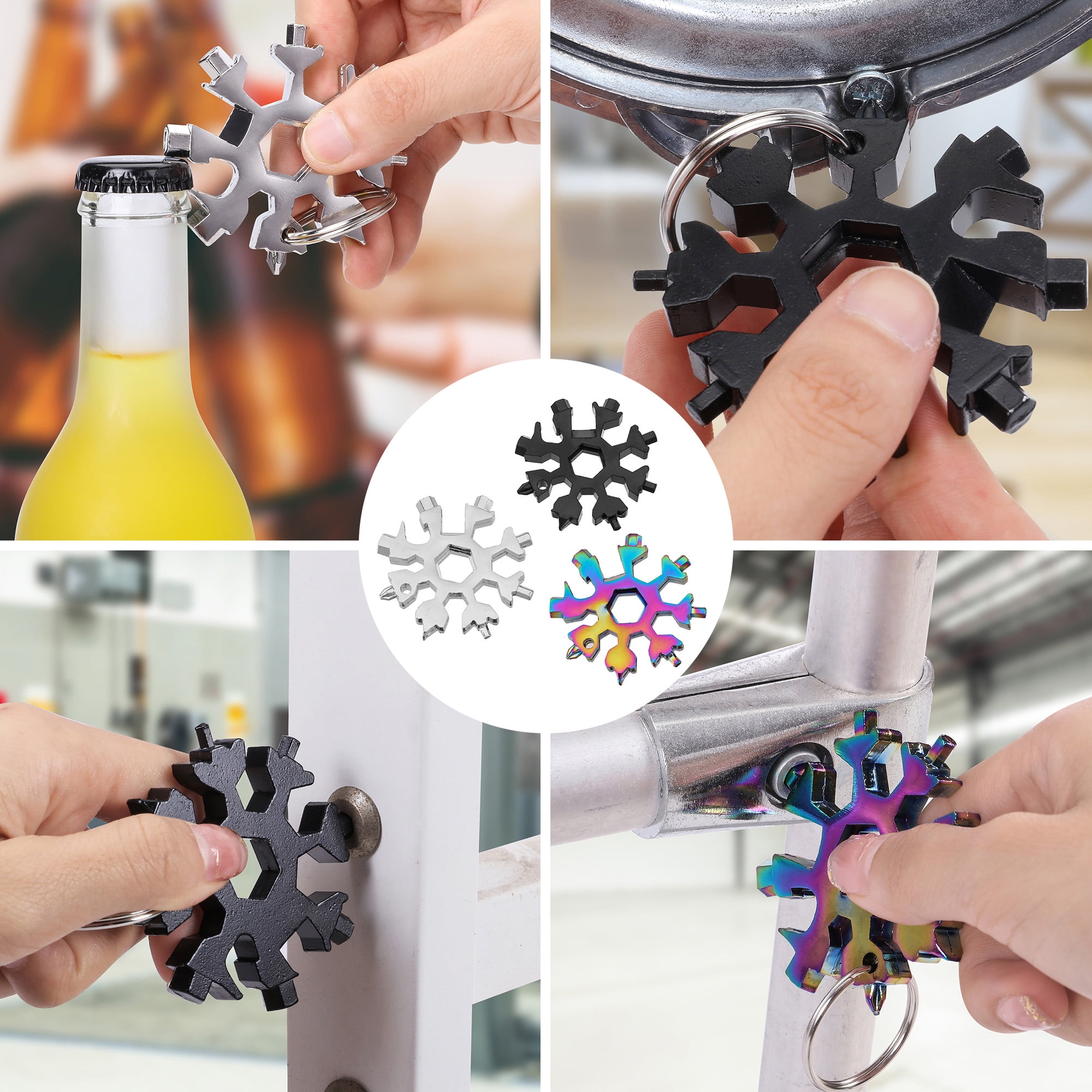 SAYFUT 18-in-1 Snowflake Multi-Tool, Stainless Steel Multitool Card ...