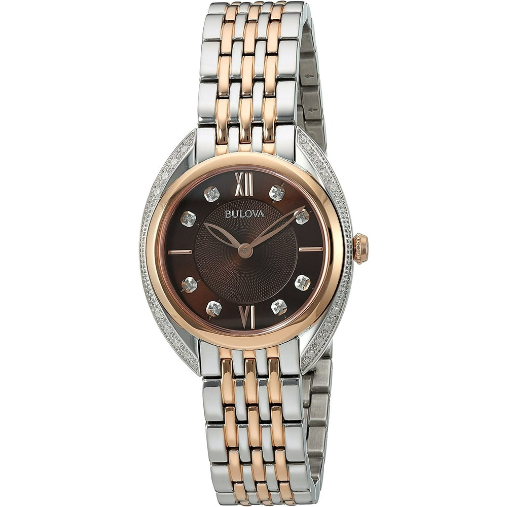 Bulova - Bulova Women's Diamonds Brown Dial Two Tone Steel Watch 98R230 ...