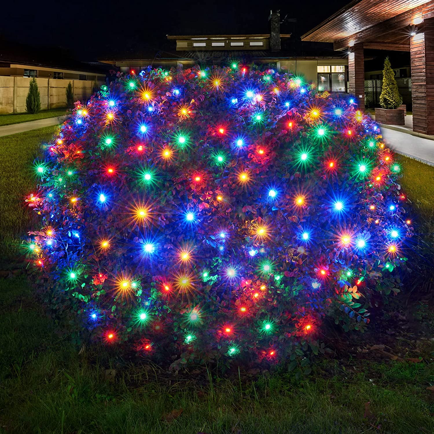 5ft x 5ft Christmas Net Lights, 96 LED Outdoor Christmas Mesh String ...