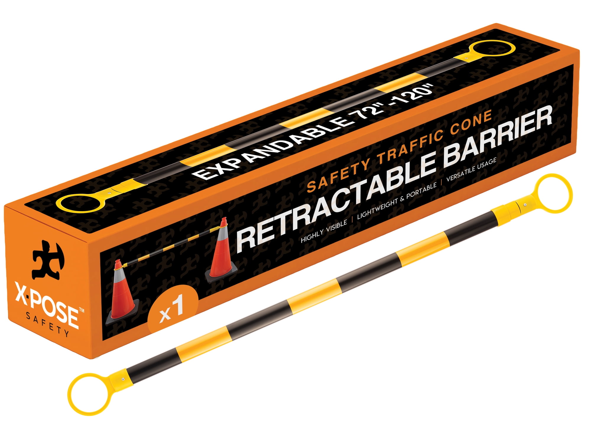 Retractable Barrier for Safety Traffic Cones 72" to 120" - 2" OD ...