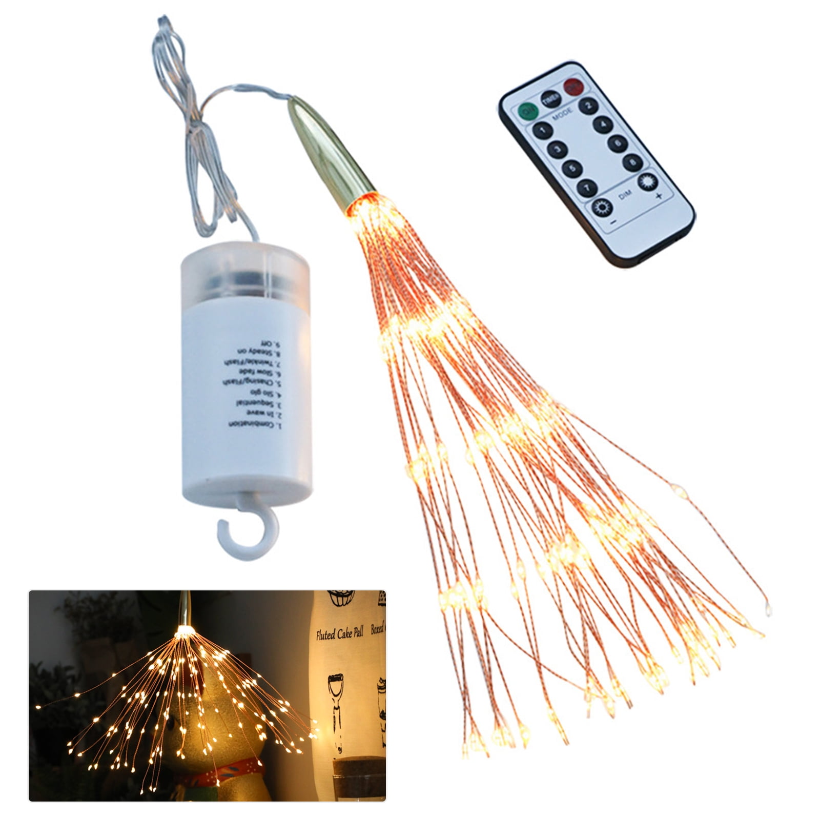 200 Leds Firework Lights Hanging Decorative Light Christmas Remote ...