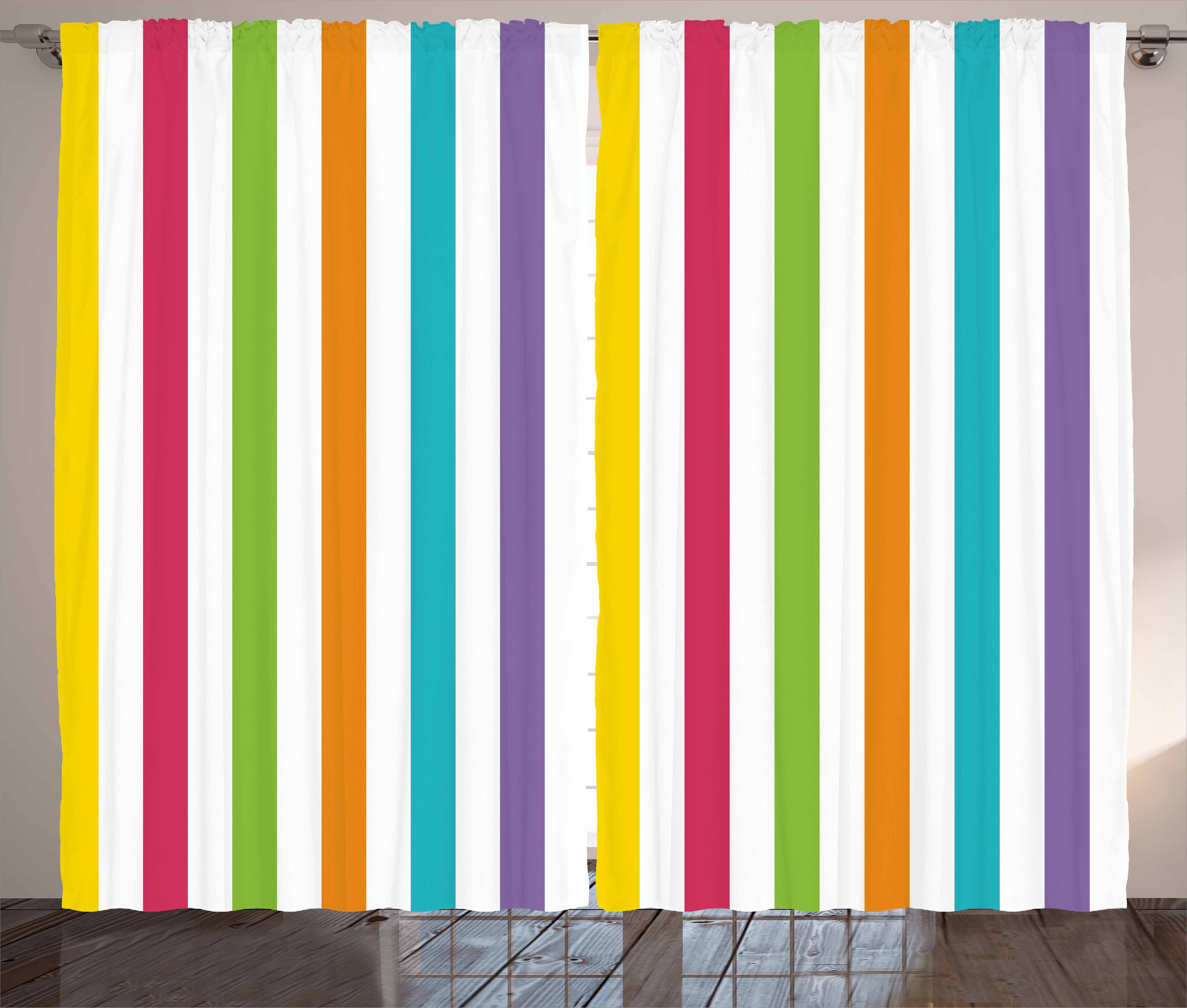 Rainbow Curtains 2 Panels Set, Minimalist Line Art with Different ...