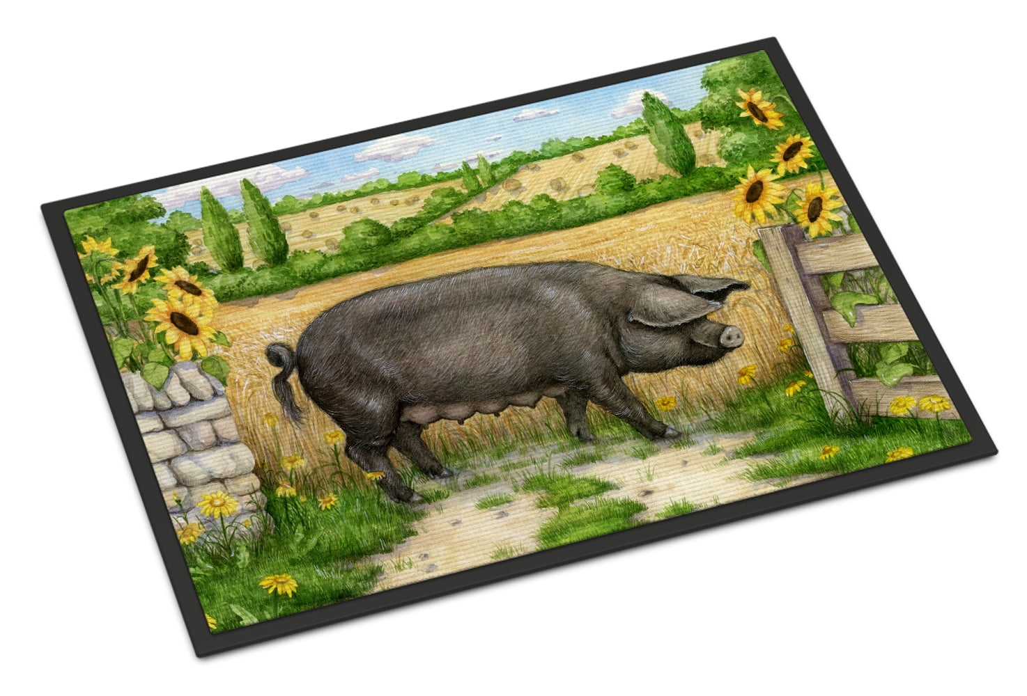 Black Pig with Sunflowers Door Mat - Walmart.com - Walmart.com