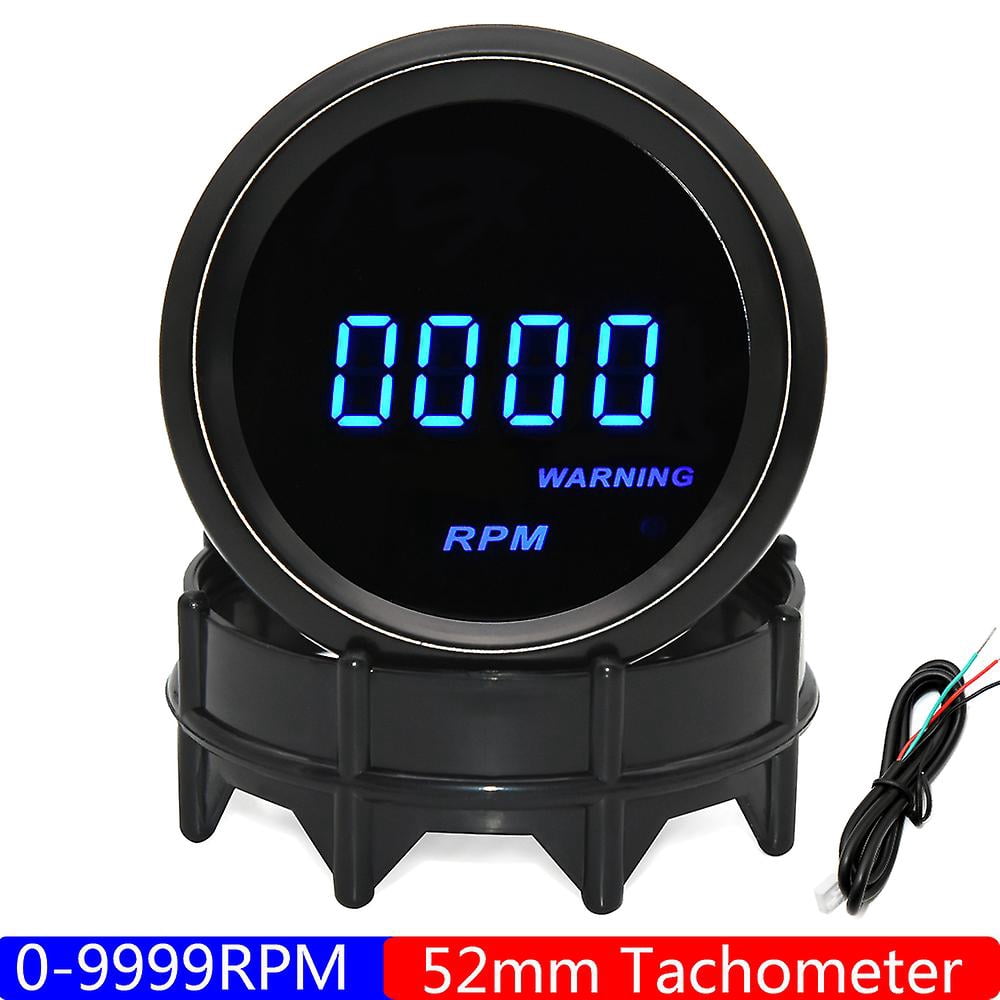 2" 52mm Tachometer 9999rpm Tacho Gauge Holder Blue Led Smoked Lens Car ...