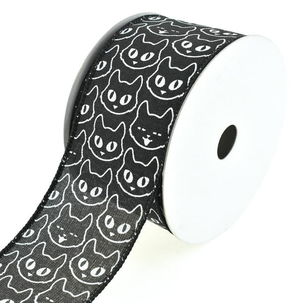 Fall Black Cat Patterned Wired Ribbon, 2-1/2-Inch, 10-Yard - Walmart ...