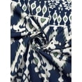 Blue And White Sleeveless Mini Dress With Geometric Ikat Print, Square ...