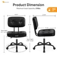 Gianna Ergonomic PU Leather Desk Chair, Armless Rolling Chair with ...