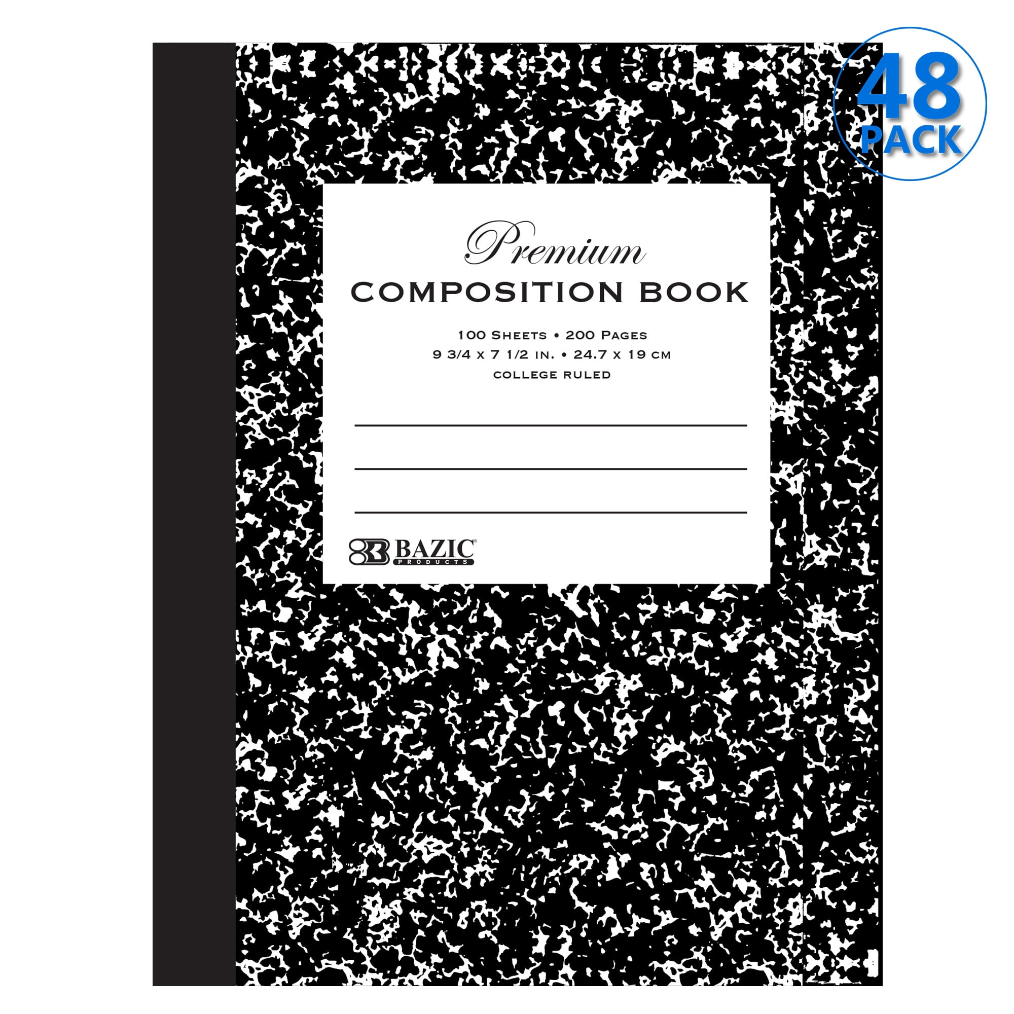 BAZIC Premium Composition Book Black Marble College Ruled 100 Sheet ...