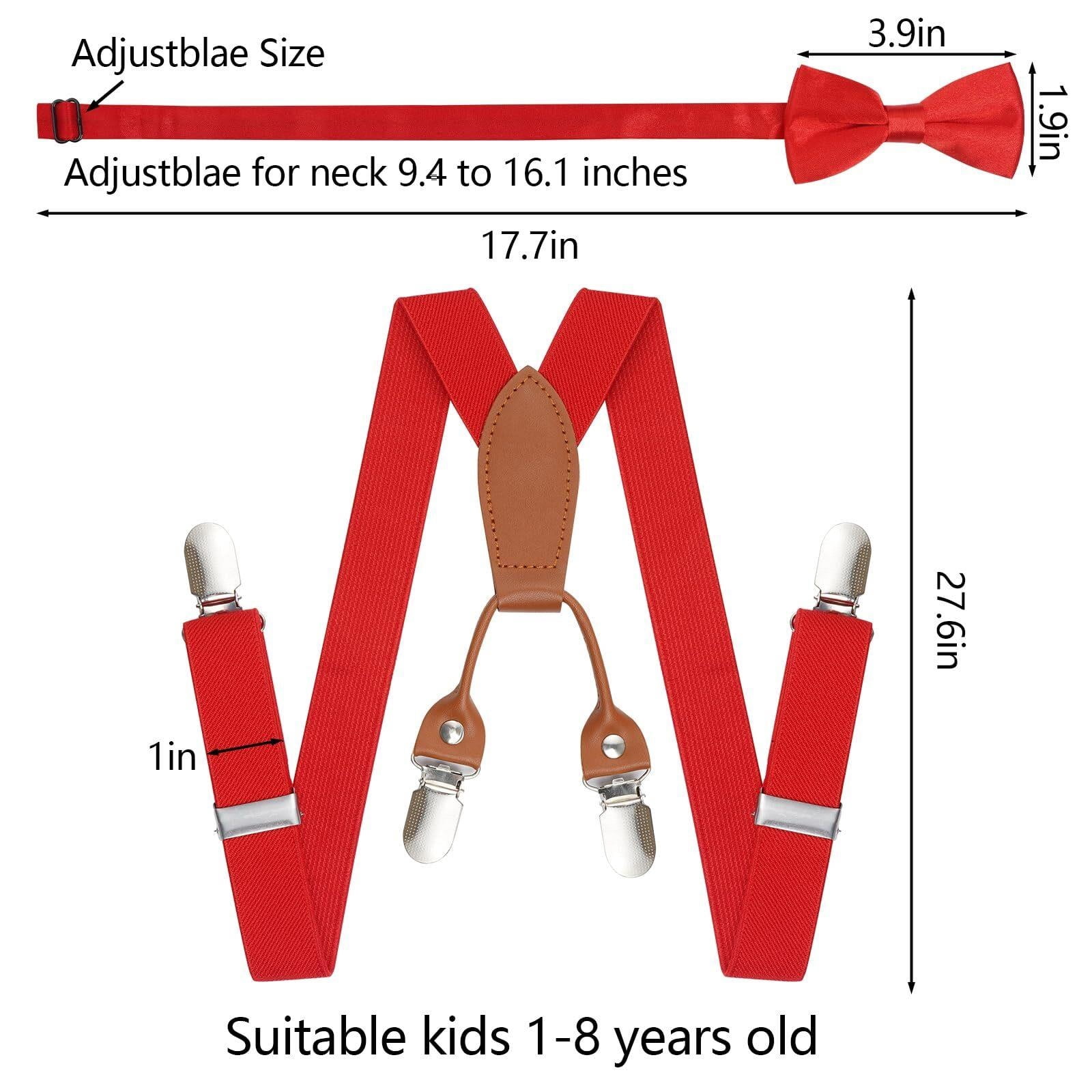 ZKSNART Kids Boys Suspenders Bowtie Sets Adjustable Suspenders and Pre ...