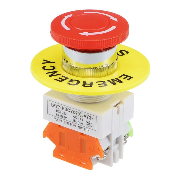 22mm Mushroom Latching Emergency Stop Push Button Switch W Emergency ... 22mm Mushroom Latching Emergency Stop Push Button Switch W Emergency ...