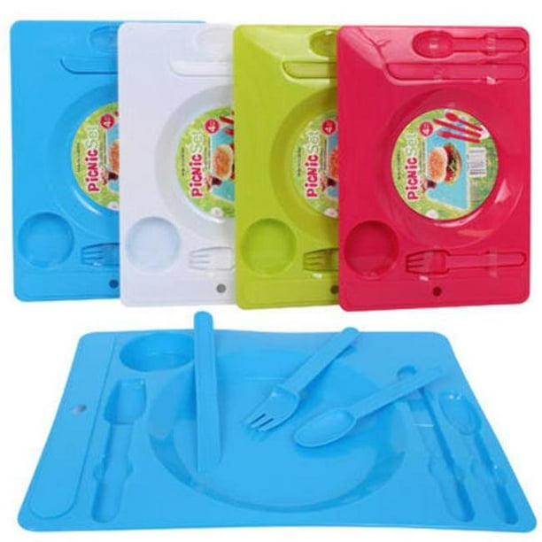 DD 2282485 Plastic Picnic Tray with Utensil Set- 14.25 in. - Pack of 36 ...