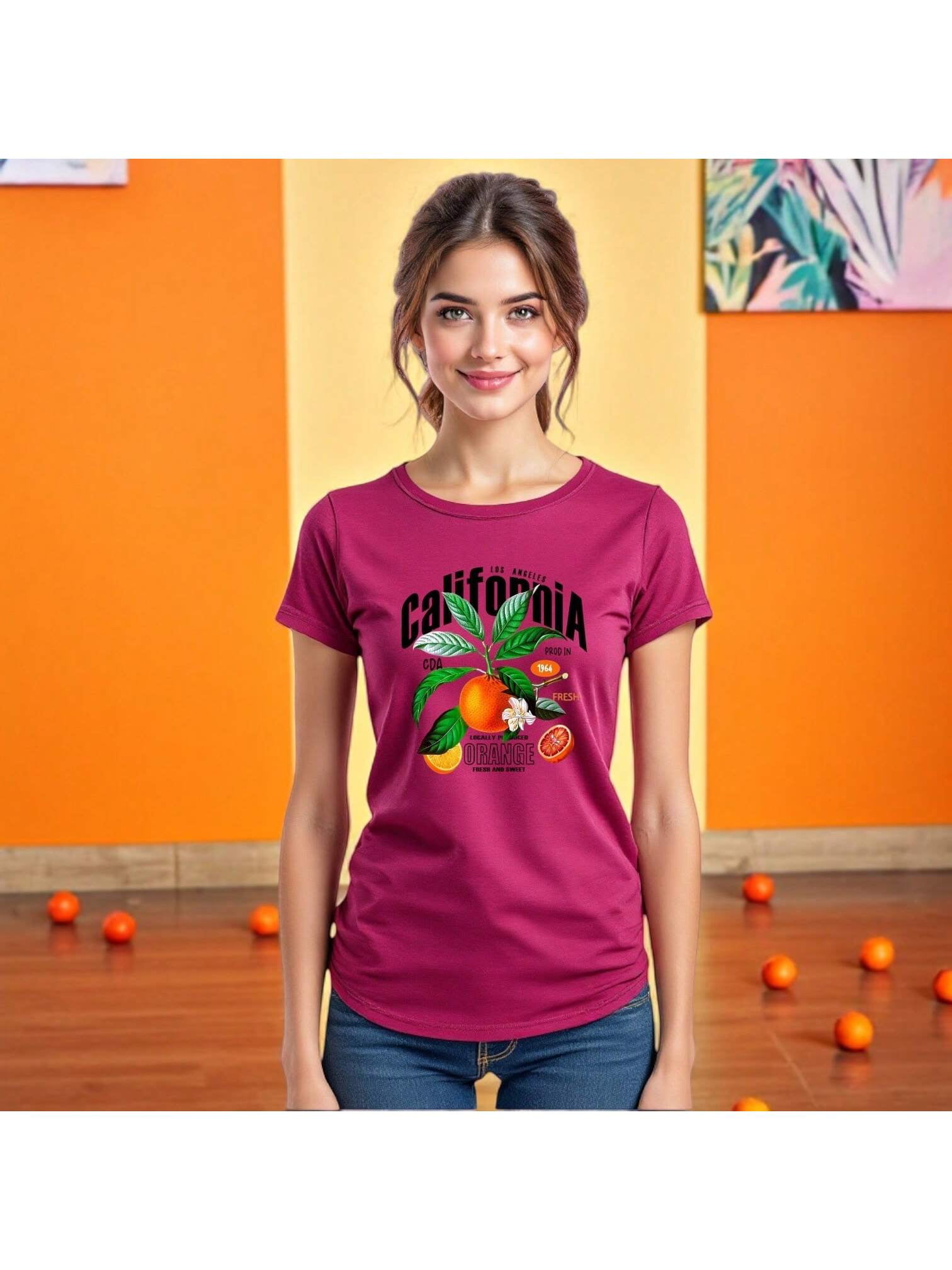 Playera Blusa De Naranjas Los Angeles California – Estilo Cítrico con ...