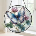Blue Butterfly Clover Window Suncatcher Stained Glass Style Hanging ...