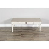 Pemberly Row Modern 50" Wood Cocktail Table in Off White Taupe ...