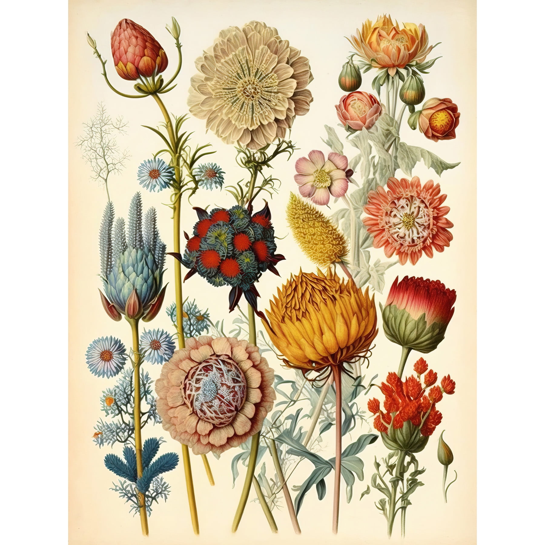 Vintage Botanical Ernst Haeckel Inspired Plant Study Modern Watercolour ...